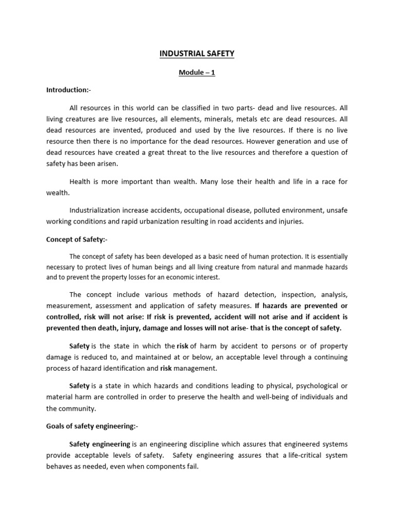Study Material - Industrial Safety Module 1-Module_11 | PDF ...