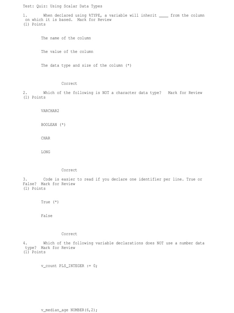 Using Scalar Data Types | PDF