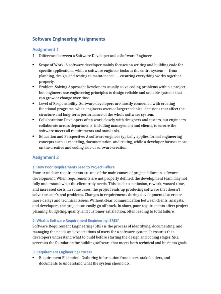 Software Engineering Assignments | PDF | Software Testing | Software ...