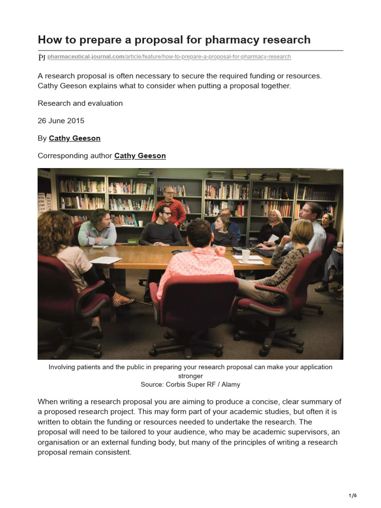 How To Prepare A Proposal For Pharmacy Research | PDF | Pharmacy | Inquiry