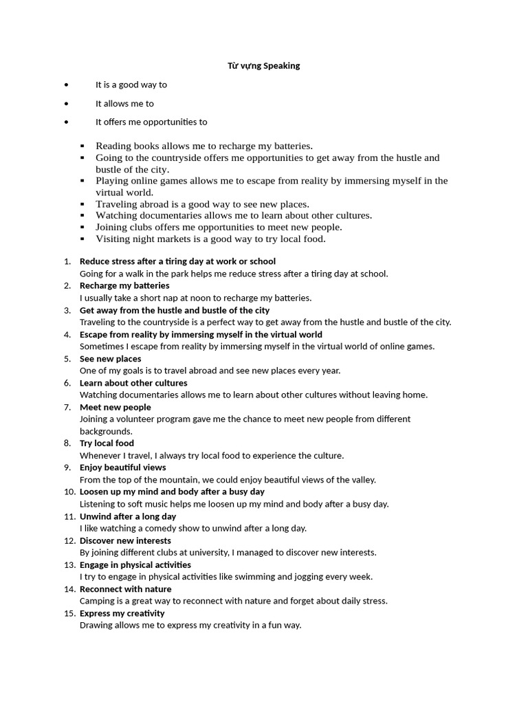 General Vocabulary For Speaking | PDF