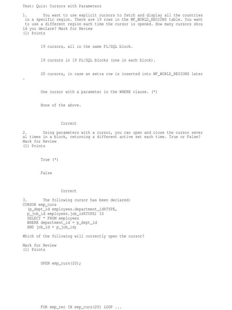 Cursors With Parameters | PDF | Teaching Methods & Materials
