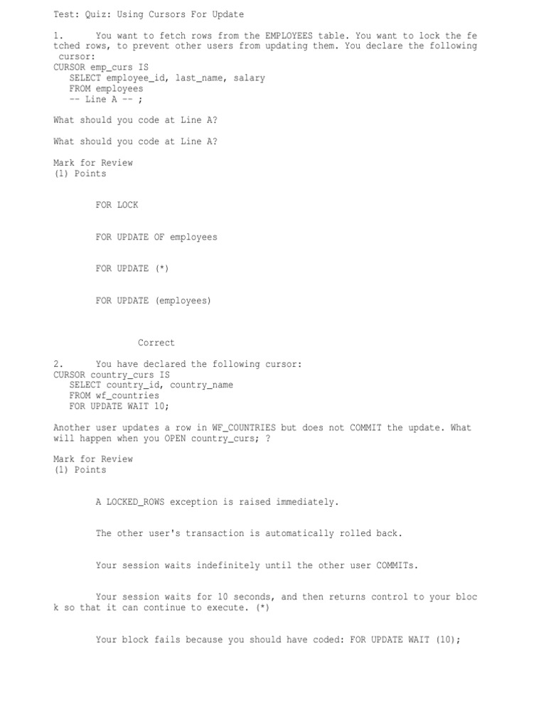 Using Cursors For Update | PDF | Data Management Software | Computer Programming