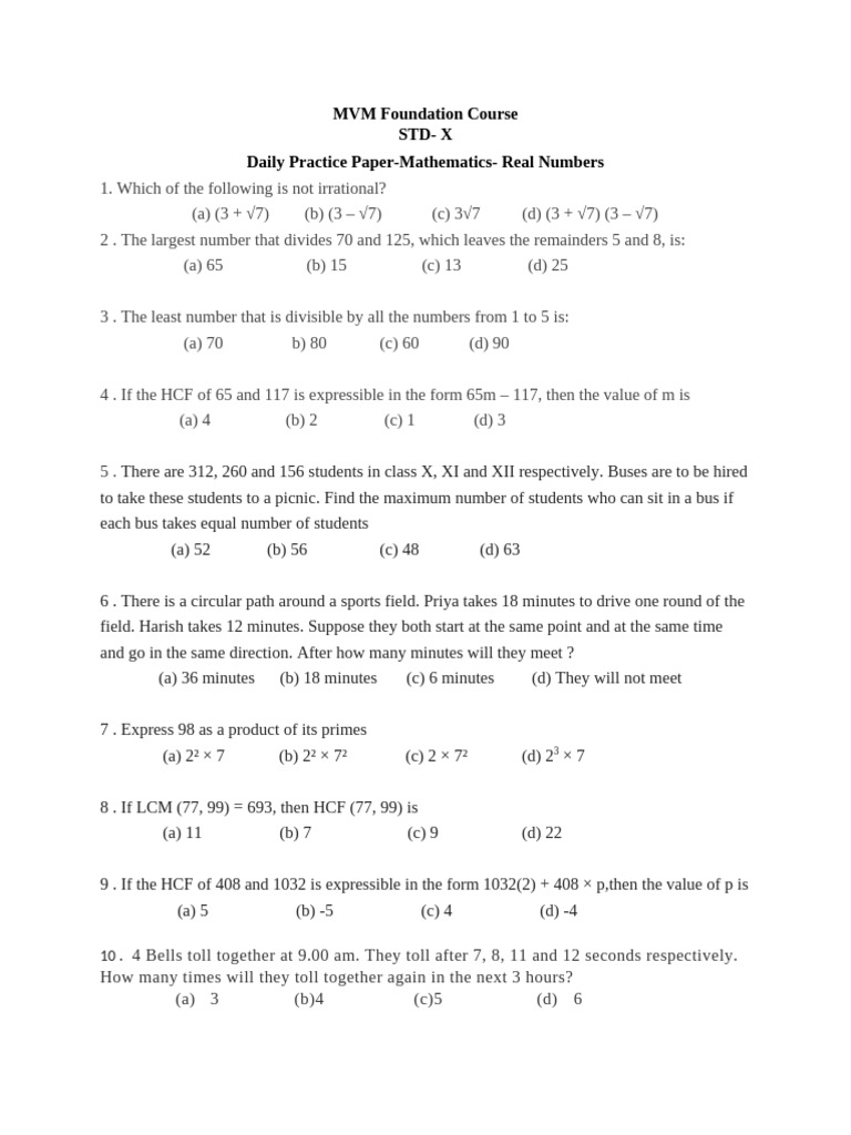DPP 5 - X - Maths | PDF