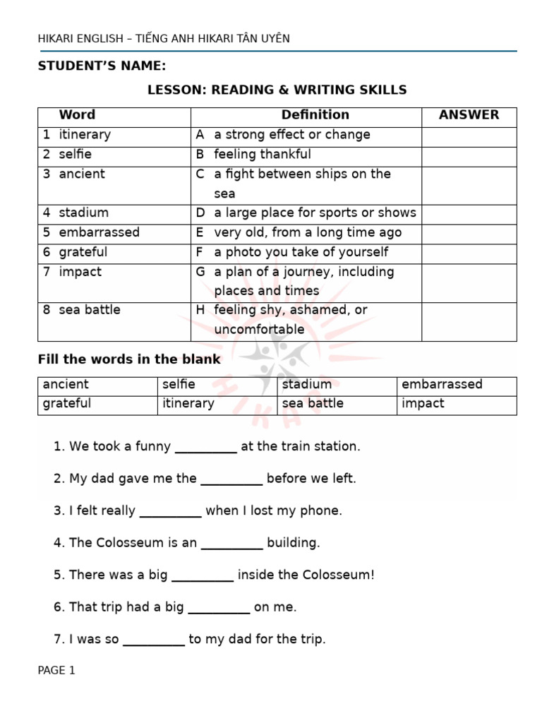 Lesson 8 Reading Skill | PDF