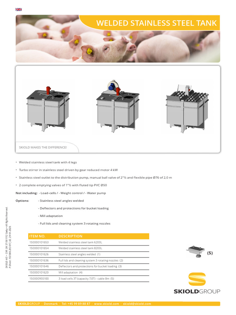 Welded Stainless Steel Tank Data Sheet En | PDF | Mechanical Engineering