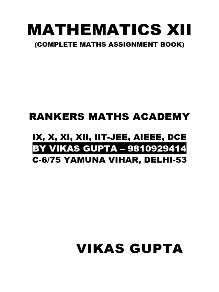 Xii Front Compete Assignment | PDF | Integral | Derivative