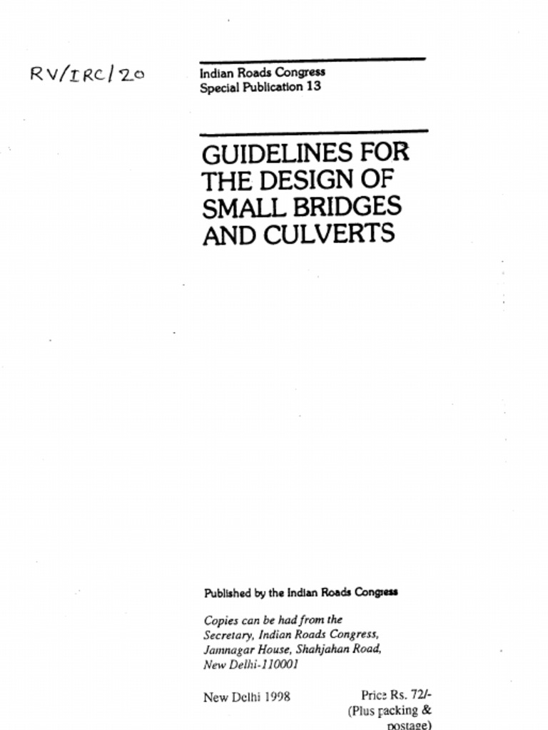 Irc SP 13 Design Culverts and Small Bridges | PDF