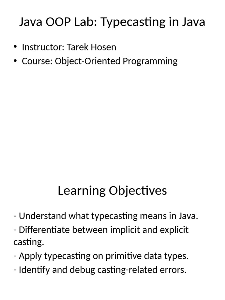Java Typecasting Lab | PDF | Integer (Computer Science) | Object Oriented Programming
