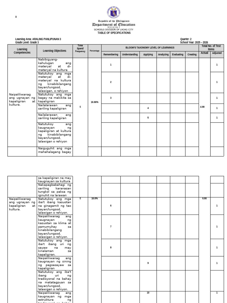AP_Grade 3_MTOS 2nd 25-26 Final | PDF