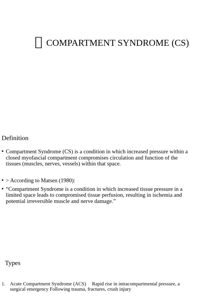 Compartment Syndrome | PDF | Medical Specialties | Diseases And Disorders