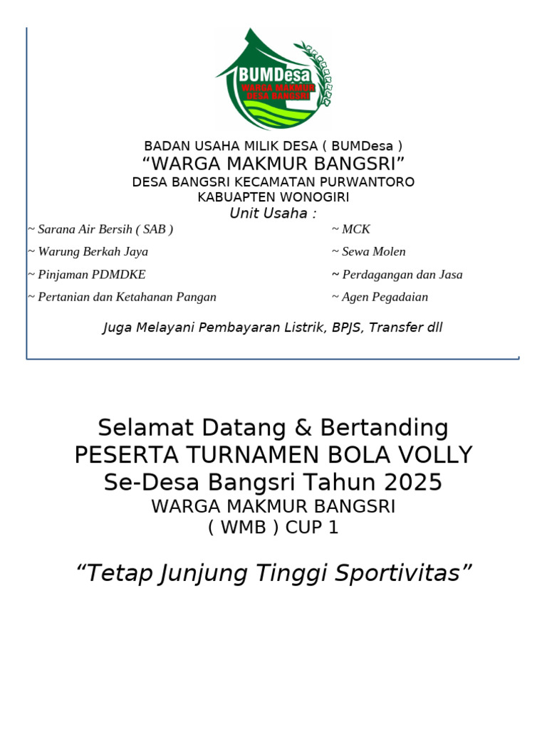 Banner Bumdes Warga Makmur Bangsri 2025 | PDF