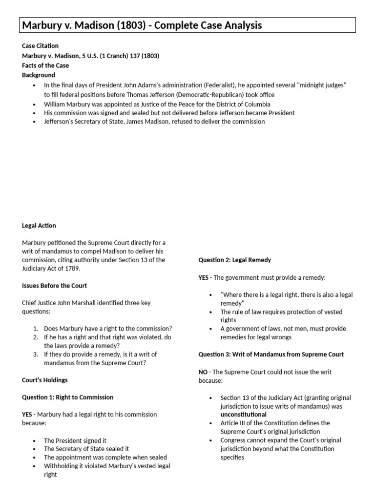 Marbury V | PDF | Marbury V. Madison | Judicial Review