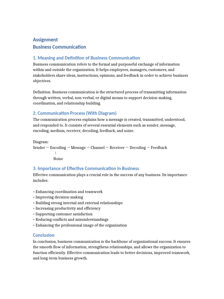 Business Communication Assignment | PDF