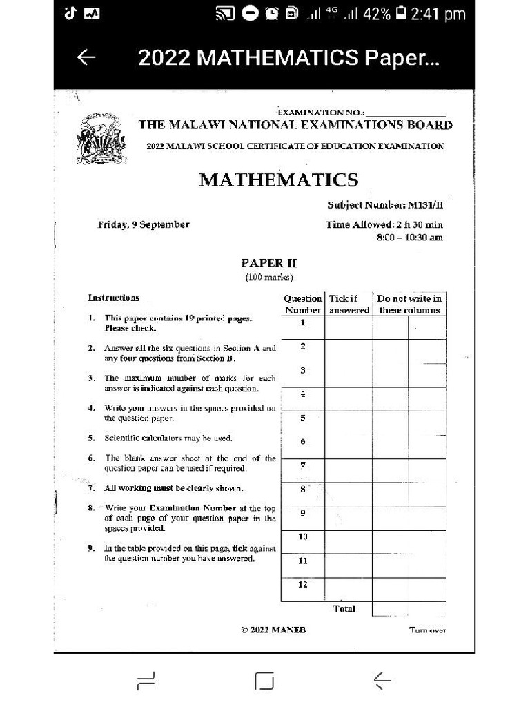 Maths Paper 2 2022 | PDF