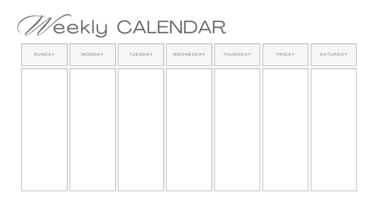 White Grey Minimalist Simple Weekly Calendar | PDF
