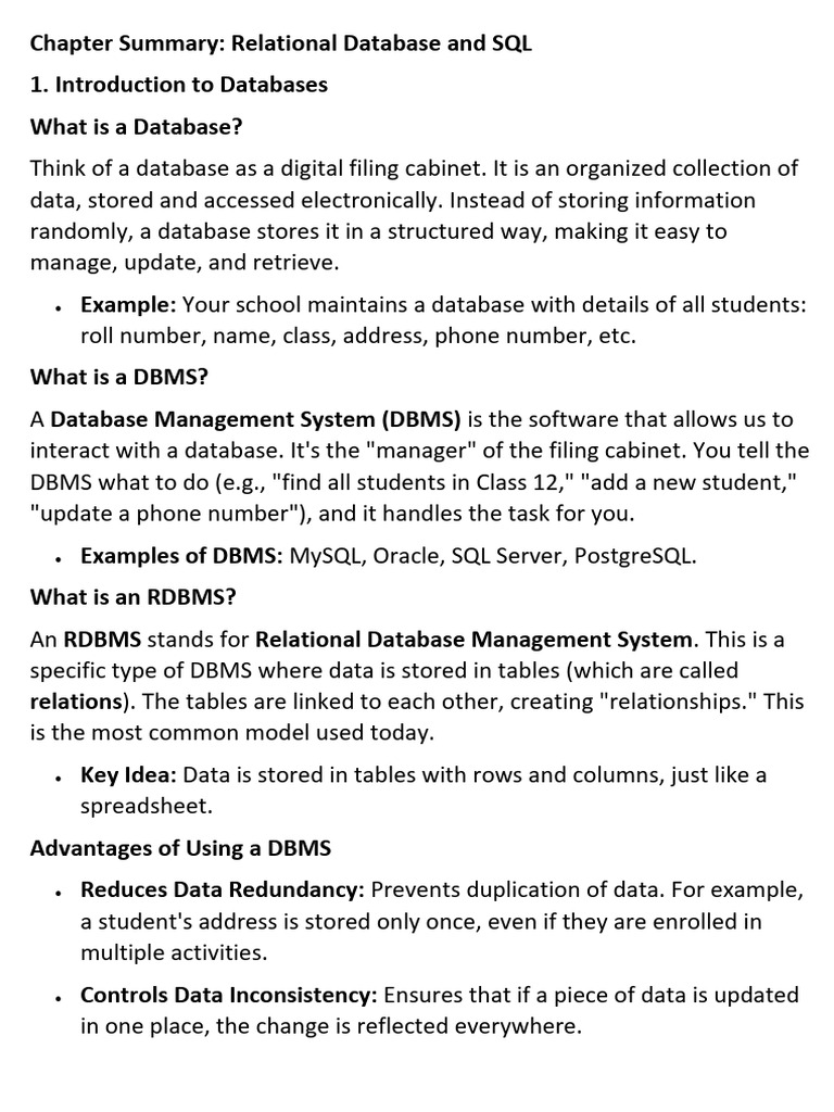 Relational Database and SQL | PDF | Databases | Relational Database