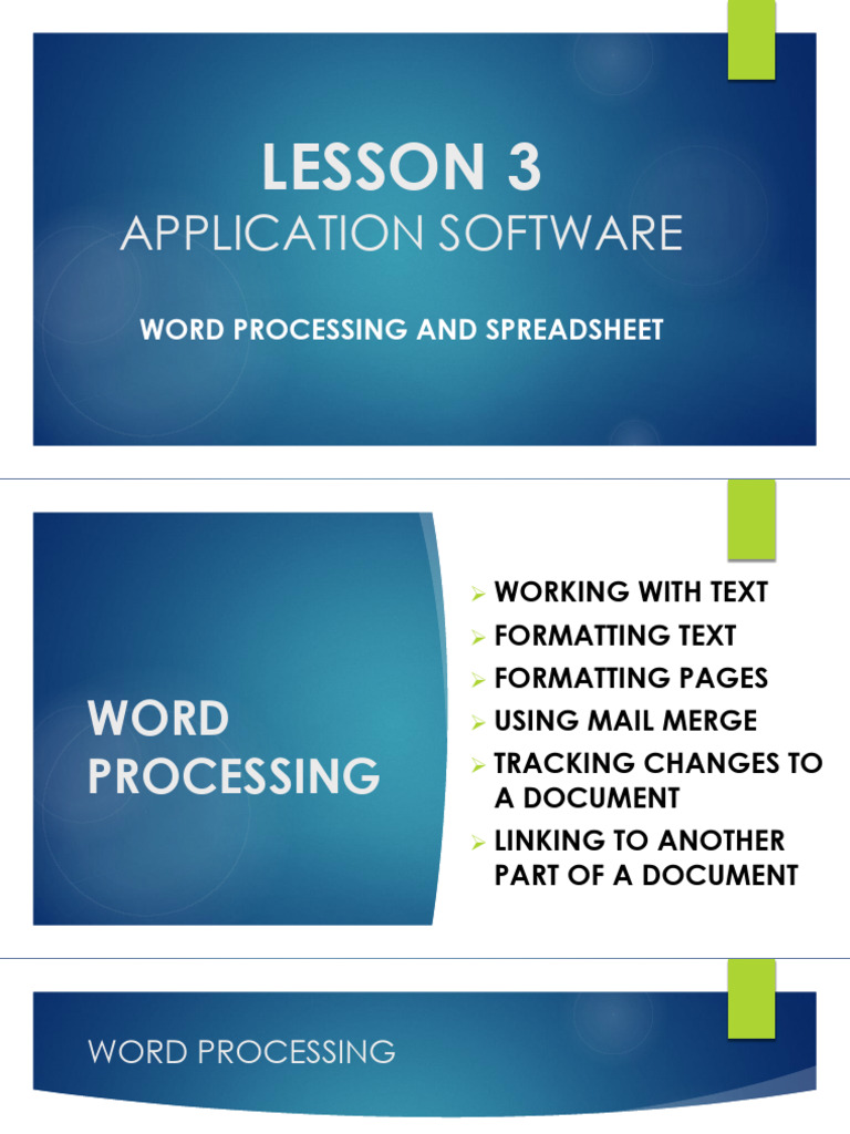 LESSON 3 (Word Processing and Spreadsheet) (1) | PDF | Spreadsheet | Microsoft Word