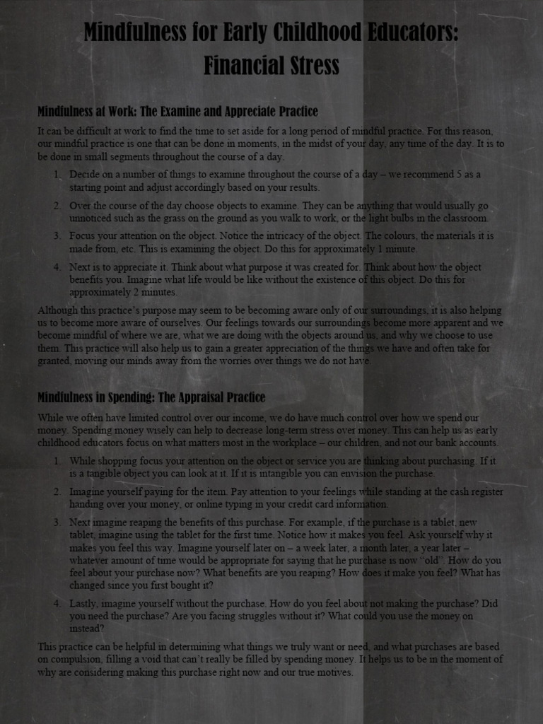 Mindfulness For Early Childhood Educators | PDF | Mindfulness | Psychology