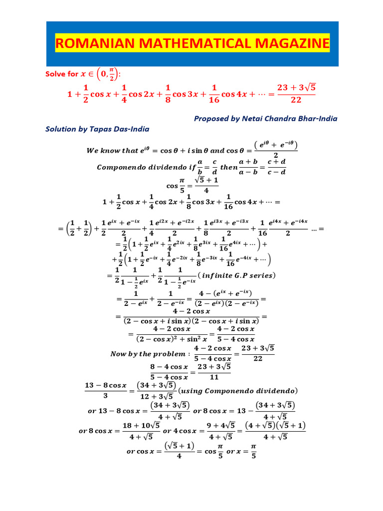Equation in Real Numbers by Netai Chandra Bhar | PDF