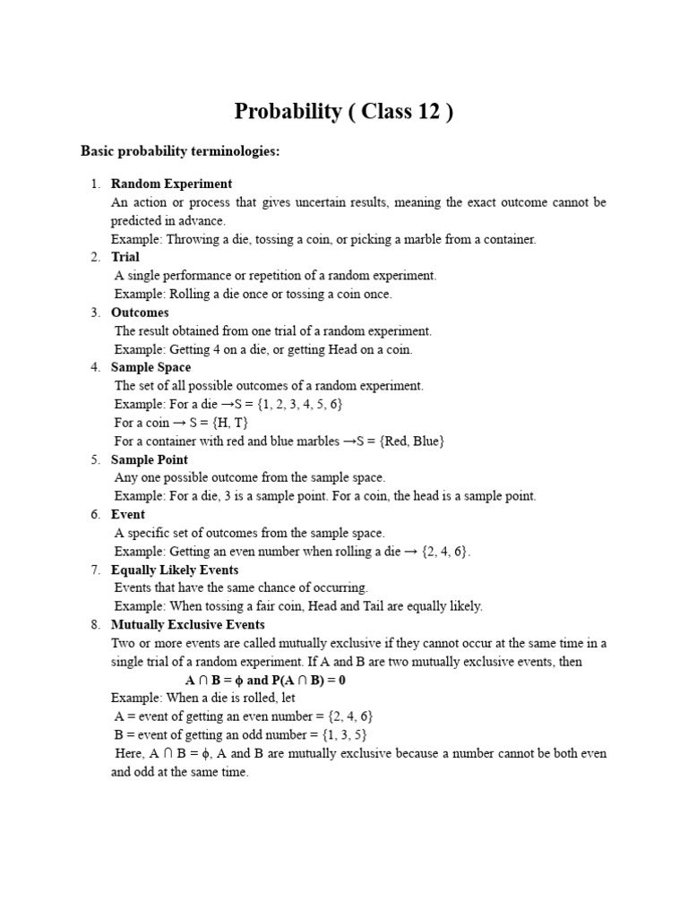 Probability ( Class 12 ) - Google Docs | PDF | Probability | Mathematics