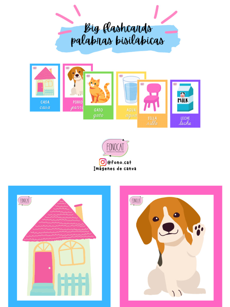 Big flashcards palabras bisilábicas | PDF