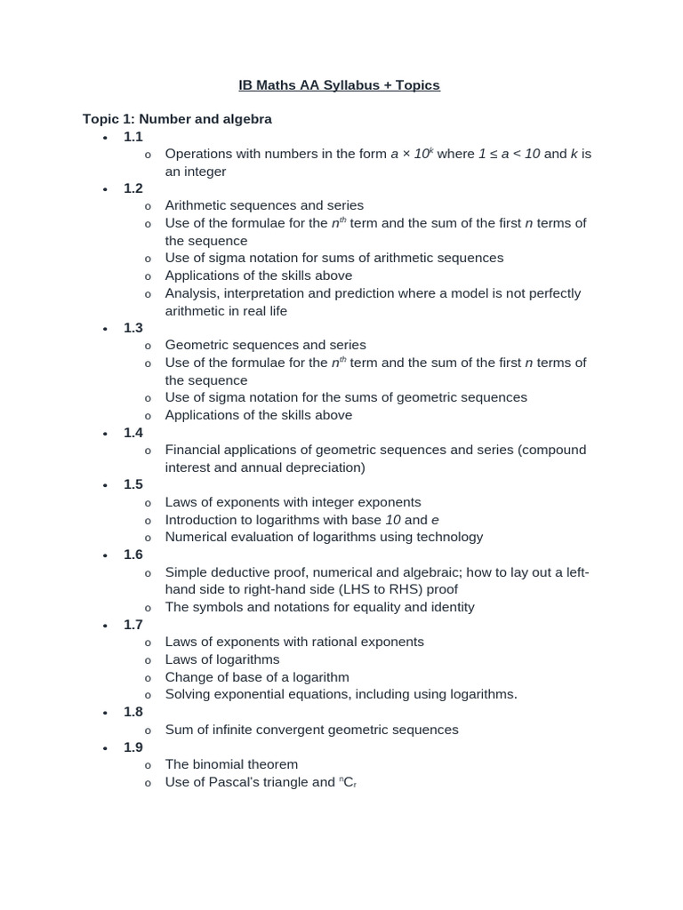 IB Maths AA Syllabus | PDF | Trigonometric Functions | Trigonometry