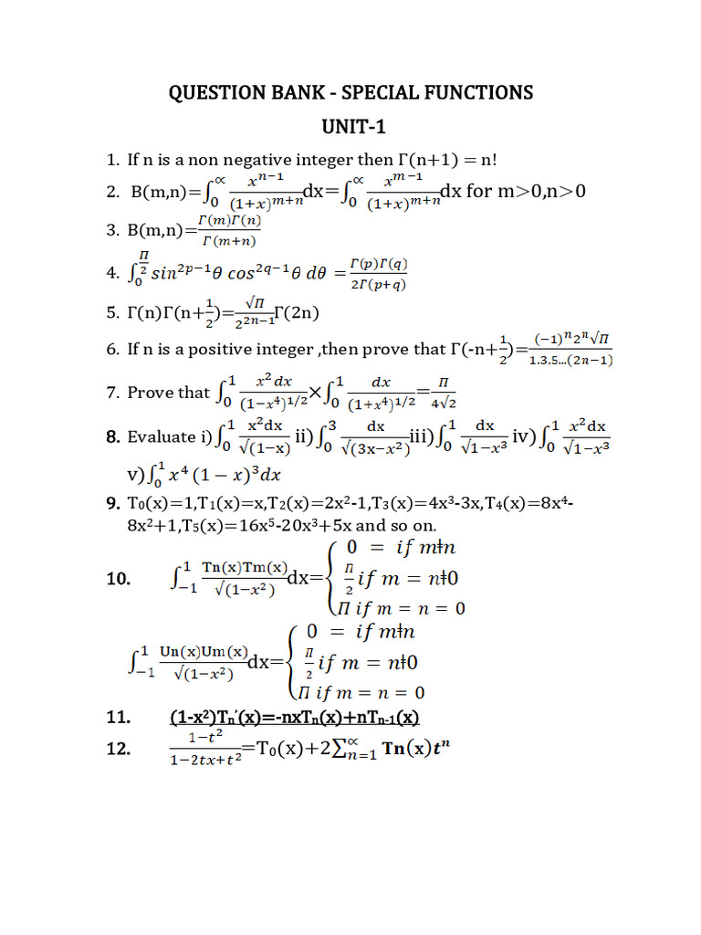 Special Functions - QB-model Paper | PDF | Power Series | Mathematical ...