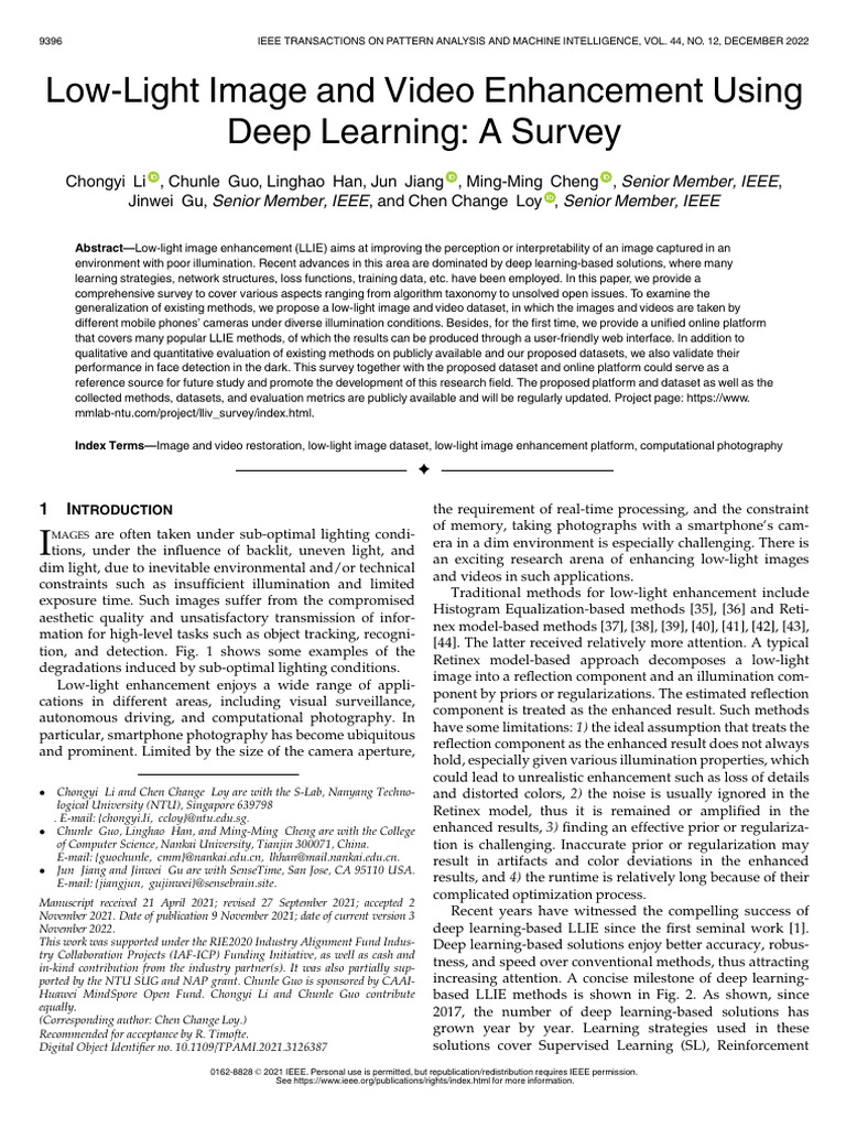 Deep Learning for Low-Light Enhancement | PDF | Deep Learning | Exposure (Photography)