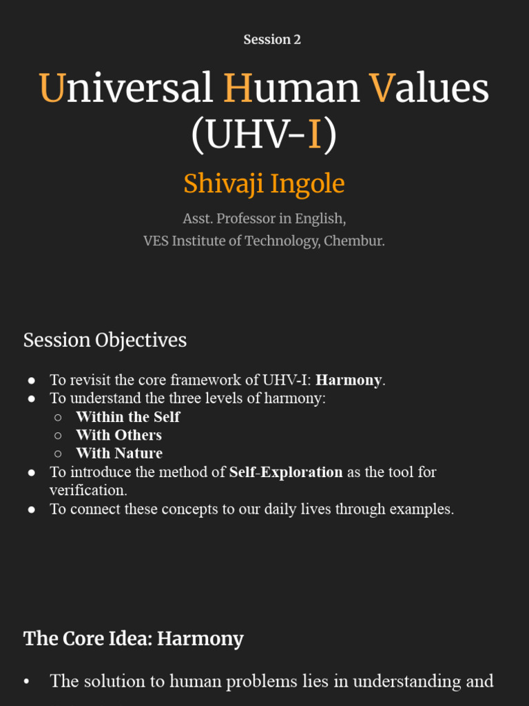 Universal Human Values (UHV-I) | PDF | Happiness | Feeling