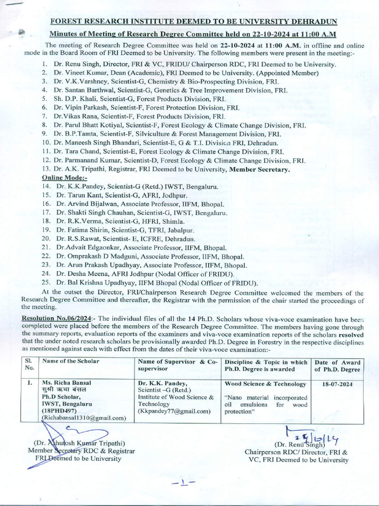 RDC Minutes of Meeting Held on 22-Oct 2024 (3) | PDF