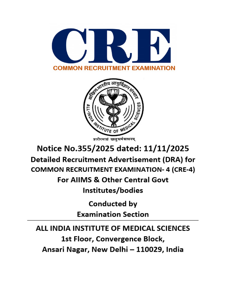 CRE-4 Recruitment Exam 2025 Details | PDF