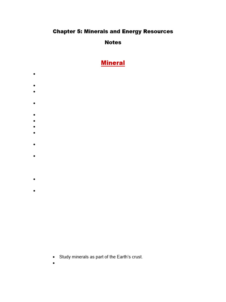 Minerals and Energy Resources Overview | PDF | Ore | Minerals