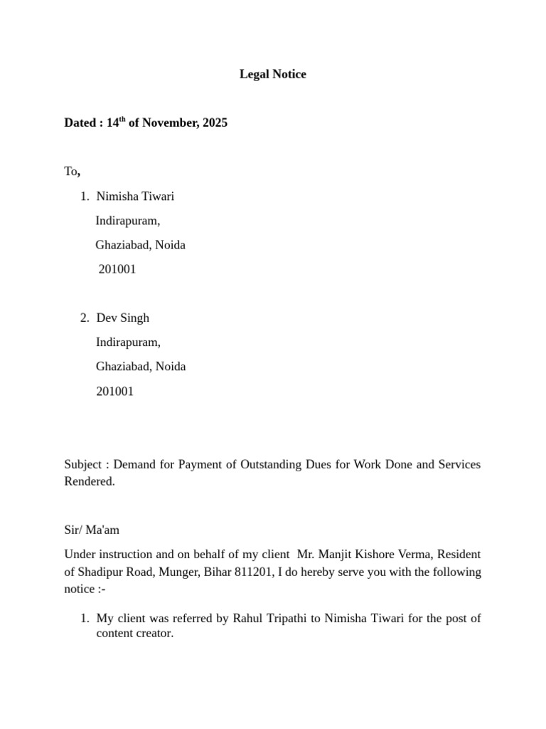 Legal Notice | PDF | Common Law | Justice