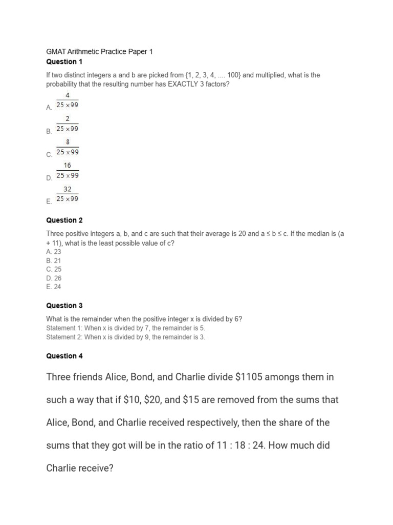 1626442114Rituparna-GMAT Arithmetic Practice Paper 1 | PDF | Interest ...