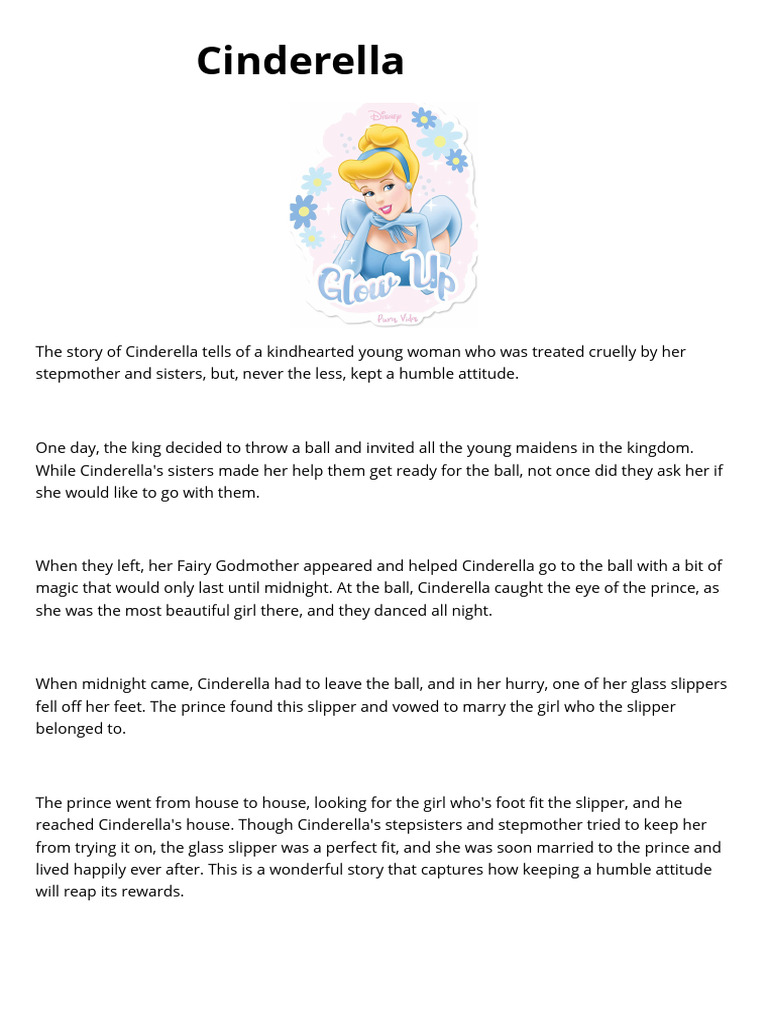 Cinderella: A Tale of Kindness and Magic | PDF