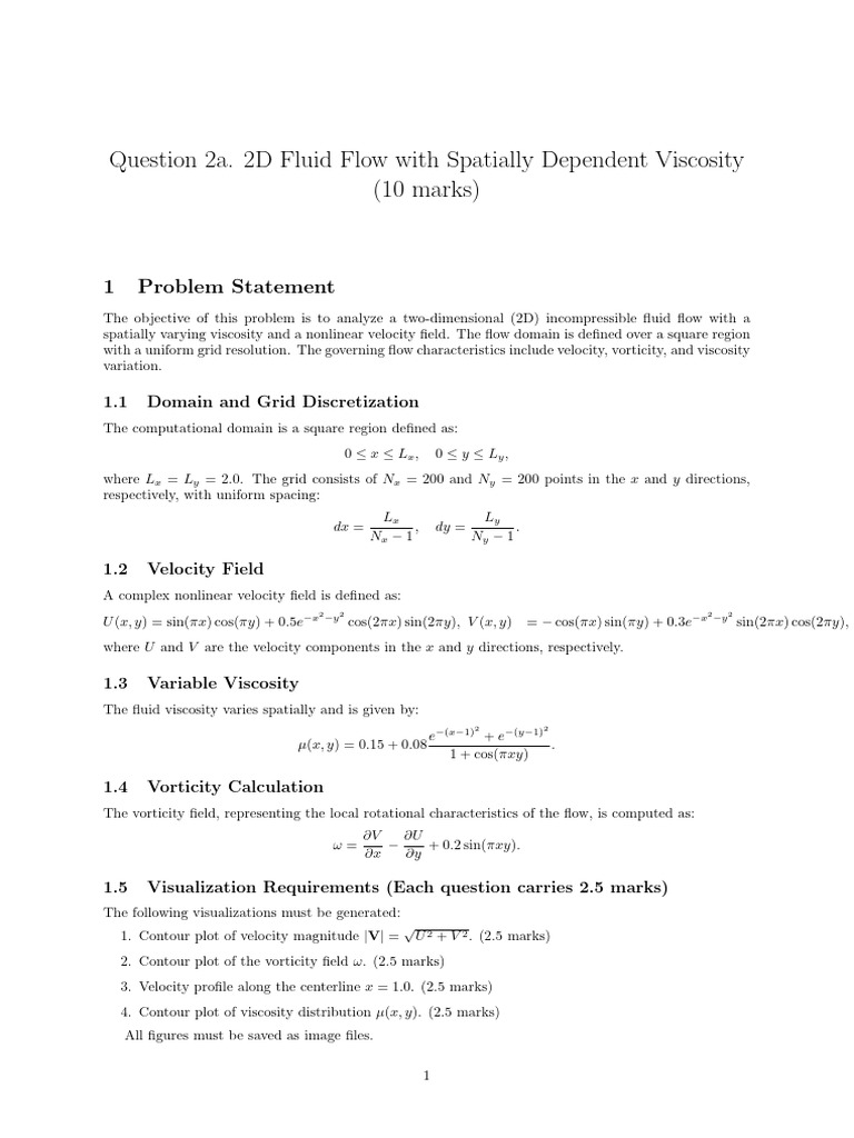 2D Fluid Flow with Variable Viscosity Analysis | PDF | Viscosity | Velocity