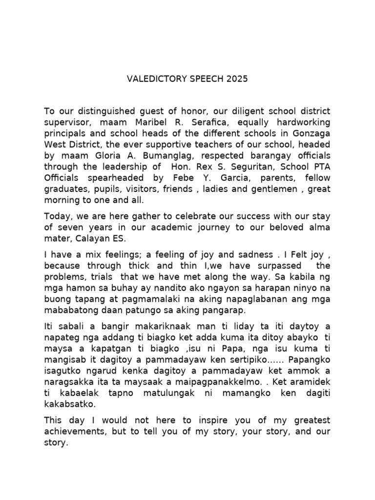 Valedictory Speech 2025 | PDF