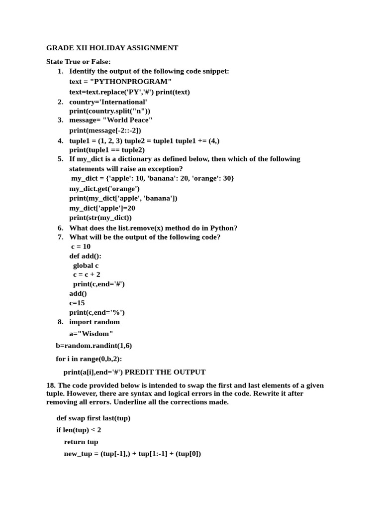 Python Code Output Predictions | PDF | Computer Programming | Software Engineering
