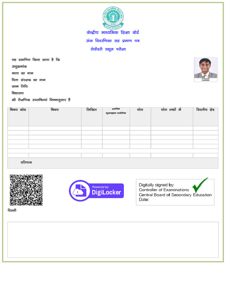 Class X Marksheet | PDF