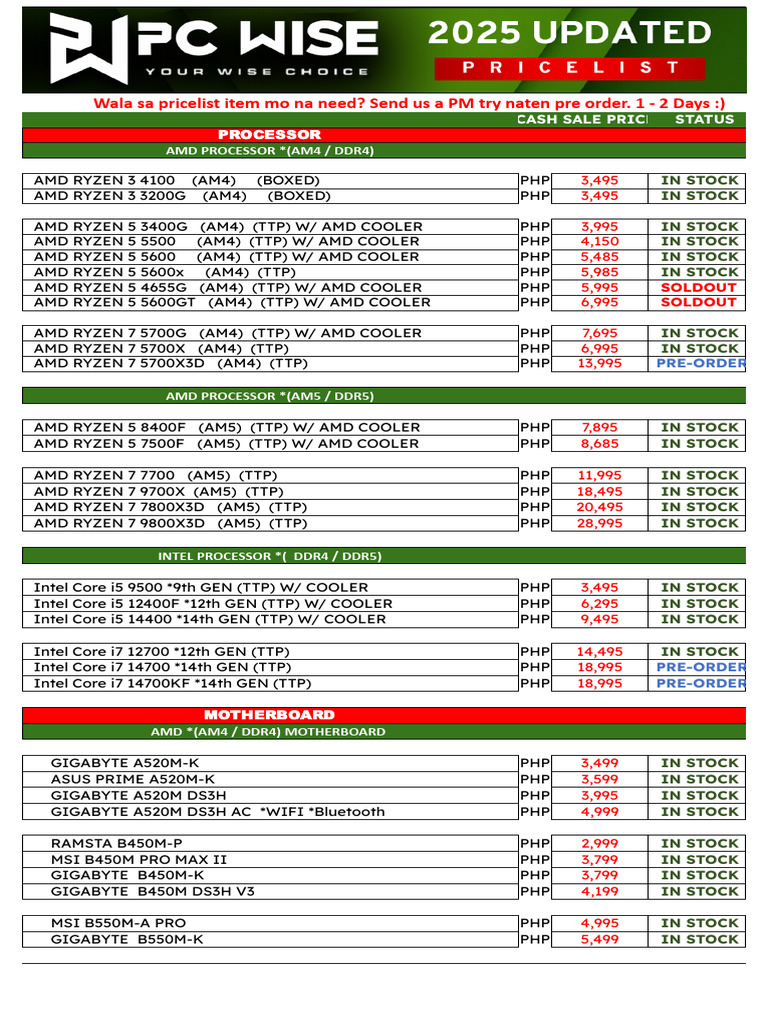 Pricelist PC Wise | PDF | Computer Architecture | Computer Hardware