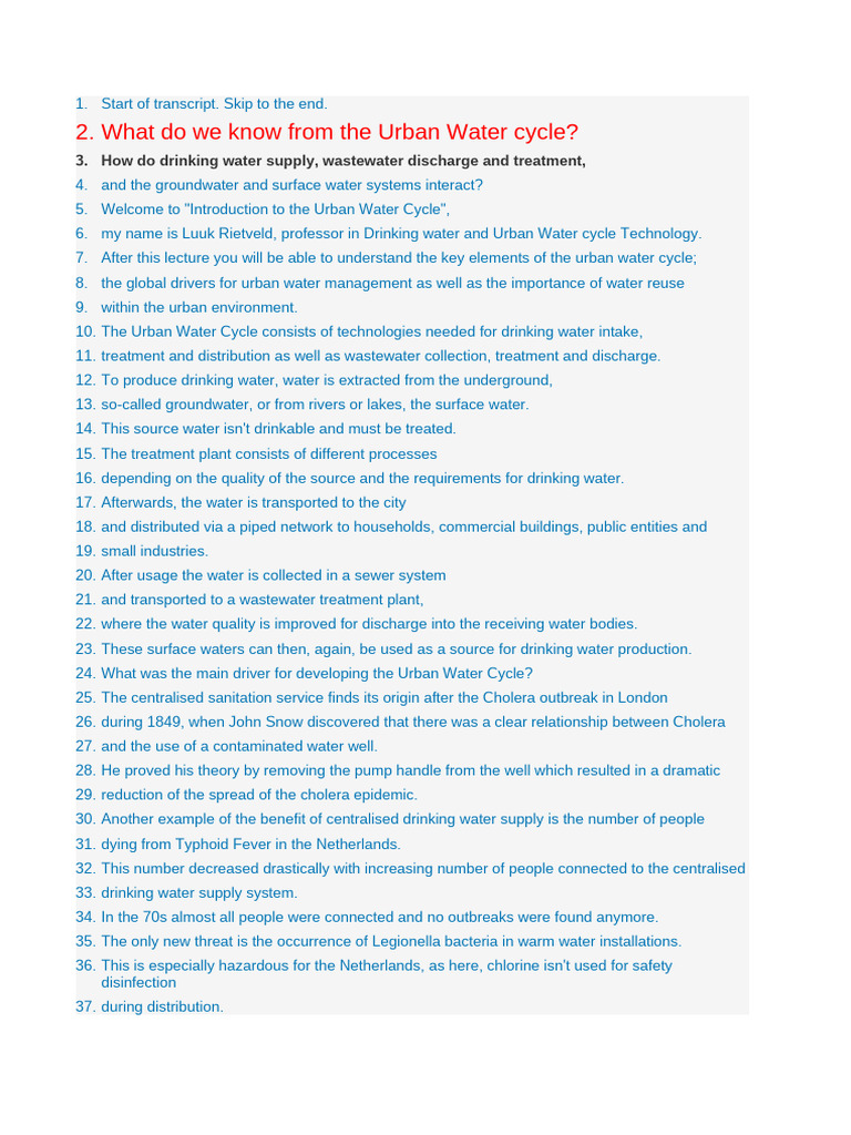 Urban Water Cycle | PDF | Water | Water Scarcity