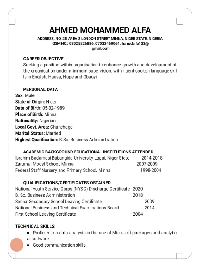 Ahmed Alfa Cv_phoenix | PDF