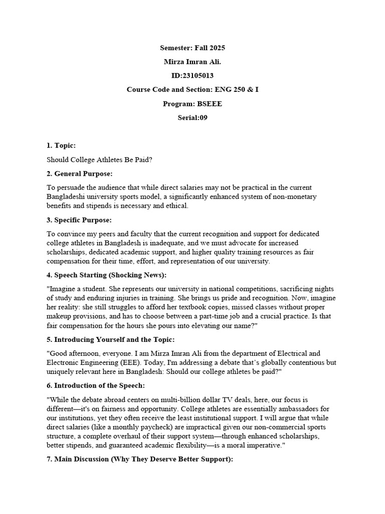 Should College Athletes Be Paid-1 | PDF | Salary | Economies