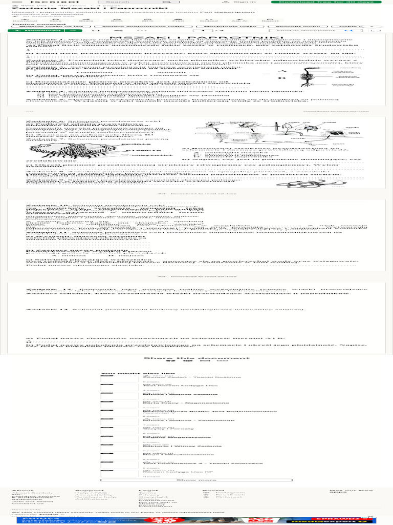Zadania Mszaki I Paprotniki PDF | PDF