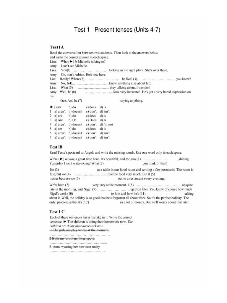Present Tenses Pdf