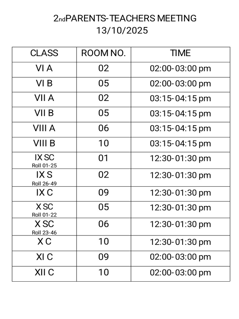 Room Allotment for PTM(1) | PDF