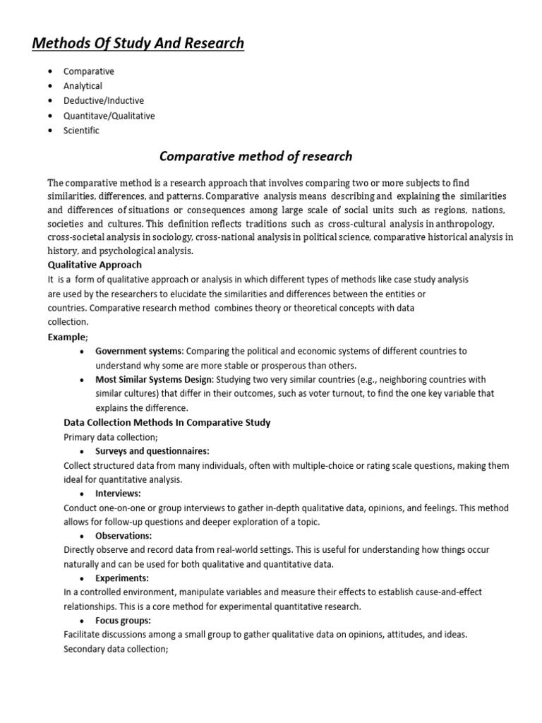 Methods of Study and Research | PDF | Methodology | Quantitative Research