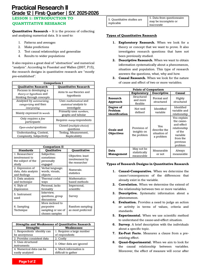 (Q1) Practical Research II | PDF | Statistics | Quantitative Research