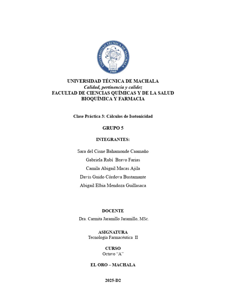 Clase Práctica 3 Isotonocidad.docx_compressed | PDF | Ácido clorhídrico | Cloruro de sodio